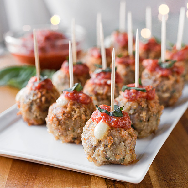 Crispy Caprese Meatballs Stuffed With Fresh Mozzarella Topped With