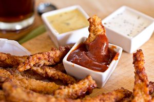 Crispy Chicken Stix With 3 Dipping Sauces